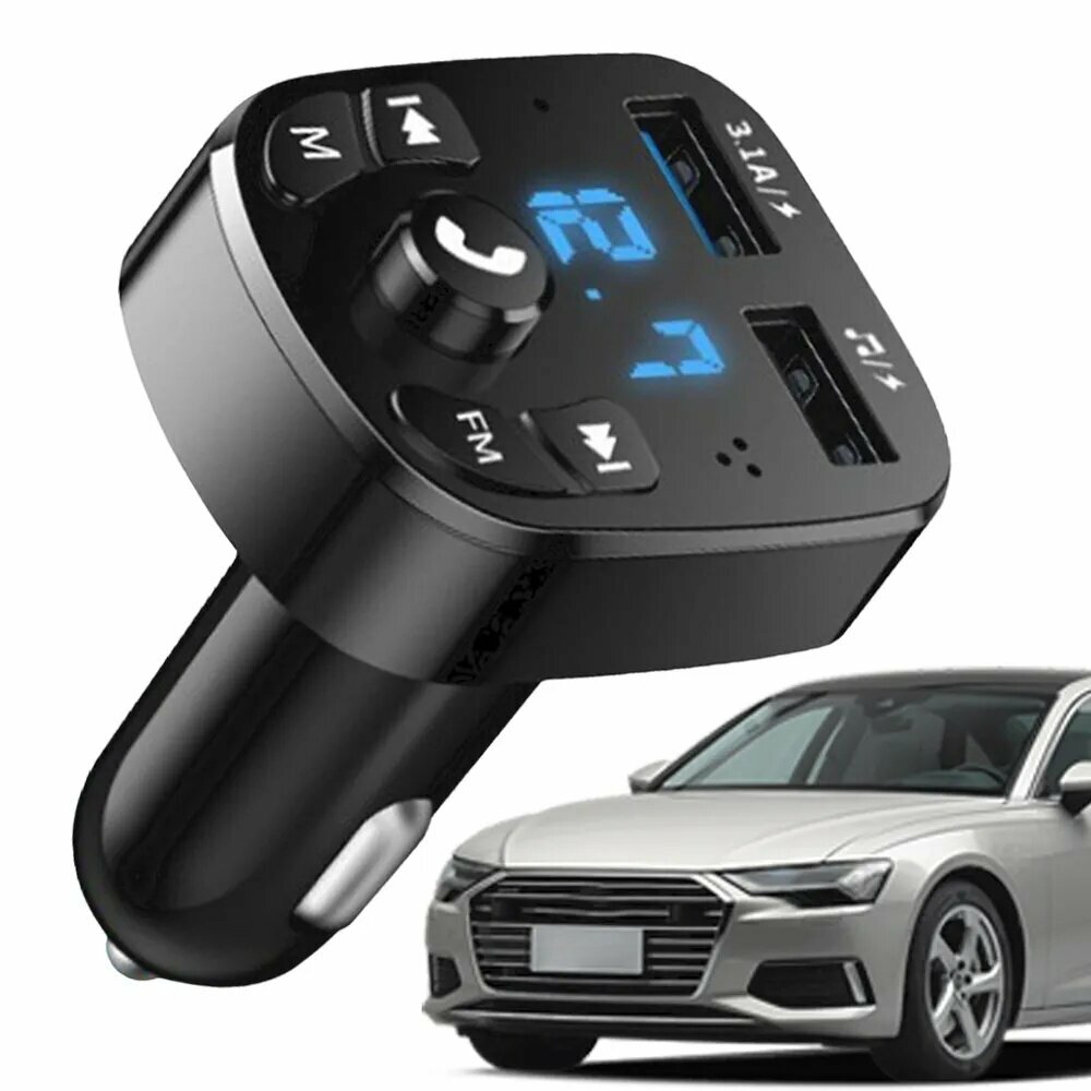Автомобильный MP3-плеер с FM-трансмиттером и Bluetooth 5.0, двумя USB-портами для быстрой зарядки
