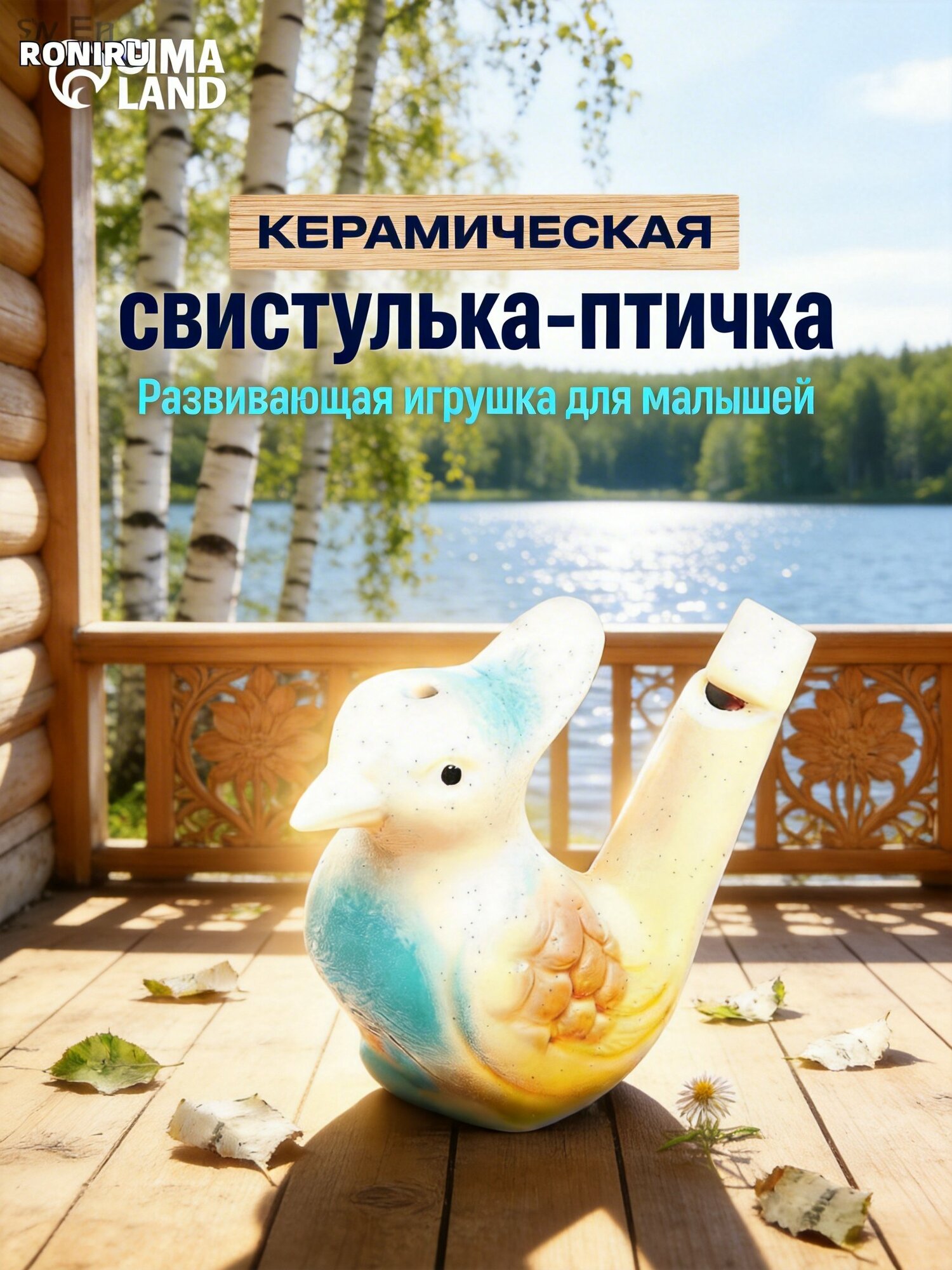 Керамическая свистулька-птичка с хохолком, расписная водная музыкальная развивающая игрушка для малышей и детских игр