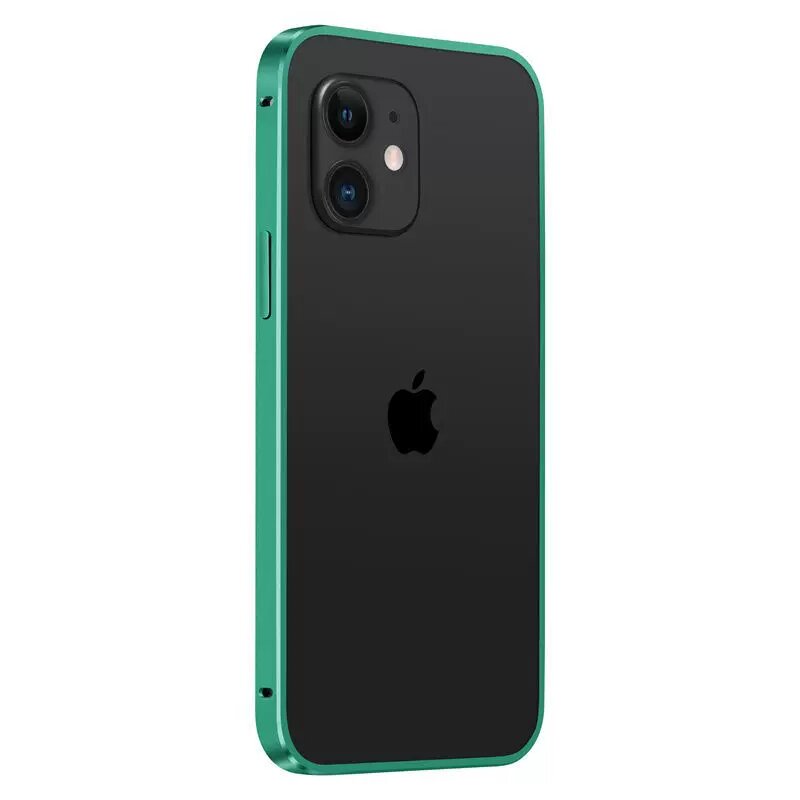 Чехол для iPhone 12 Pro Max с металлической рамкой и сердечным крючком - зеленый, ультратонкий, ударопрочный