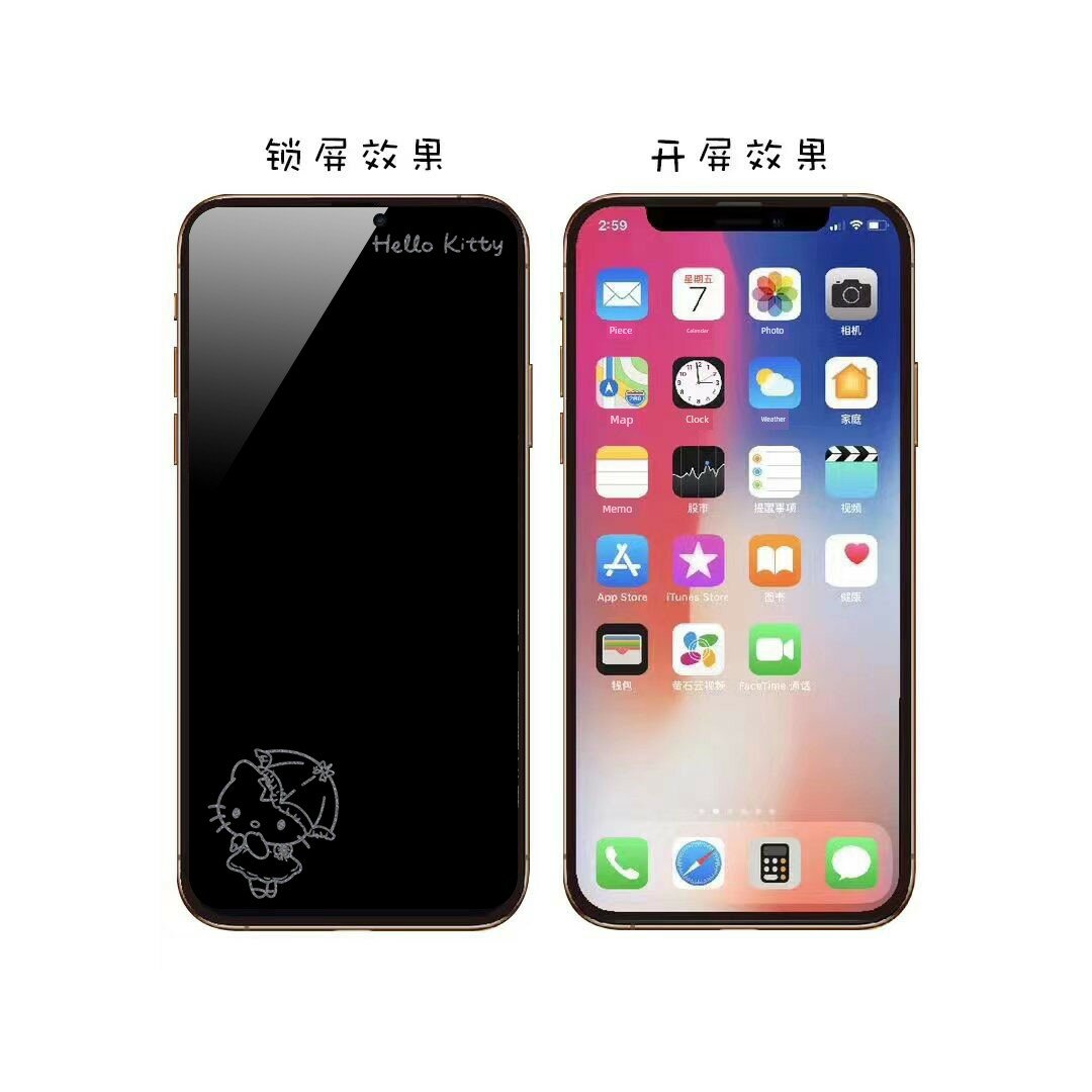 Защитное стекло для iPhone 15 Pro Max с прозрачным покрытием и милым рисунком кошки с зонтом (KT Cat) для мобильного