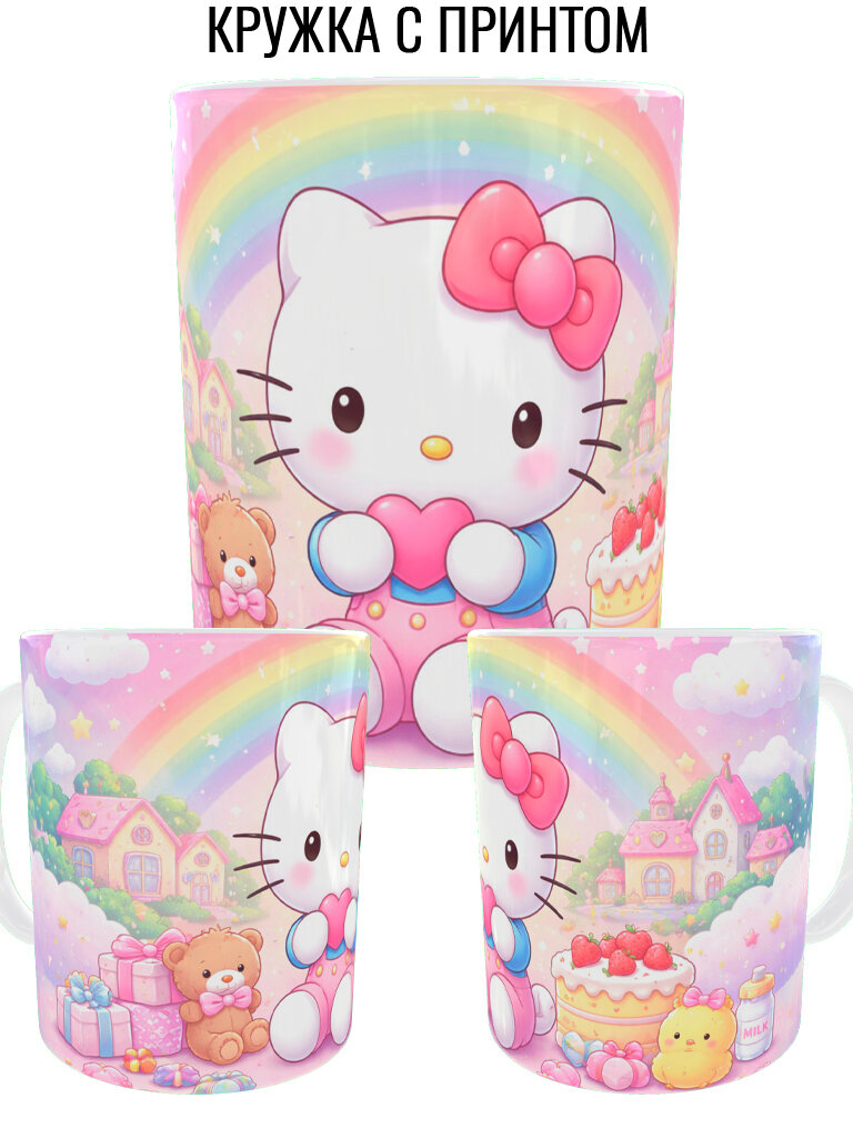 Кружка Хэллоу Китти, Куроми / Hello Kitty, Kuromi, детская кружка (6)