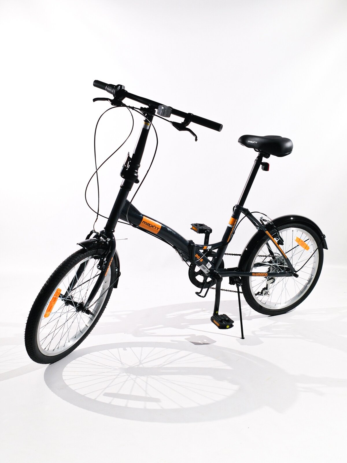 Велосипед складной MAXIT D035-BO, 7 скоростей, колёса 20", рама 13", черно-оранжевый