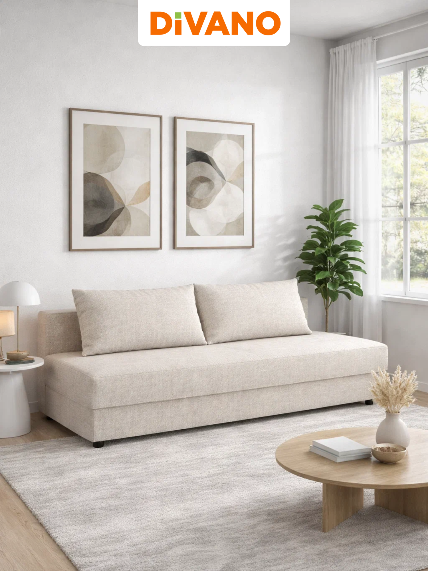 Диван-кровать Рига Парма DIVANO, еврокнижка, спальное 140х185, рогожка, бежевый дизайн 14