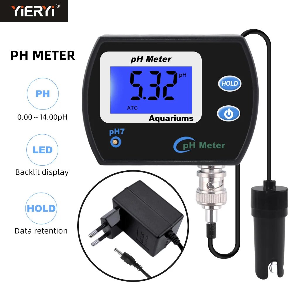 Yieryi TPH01124 pH-метр для аквариума, EU plug