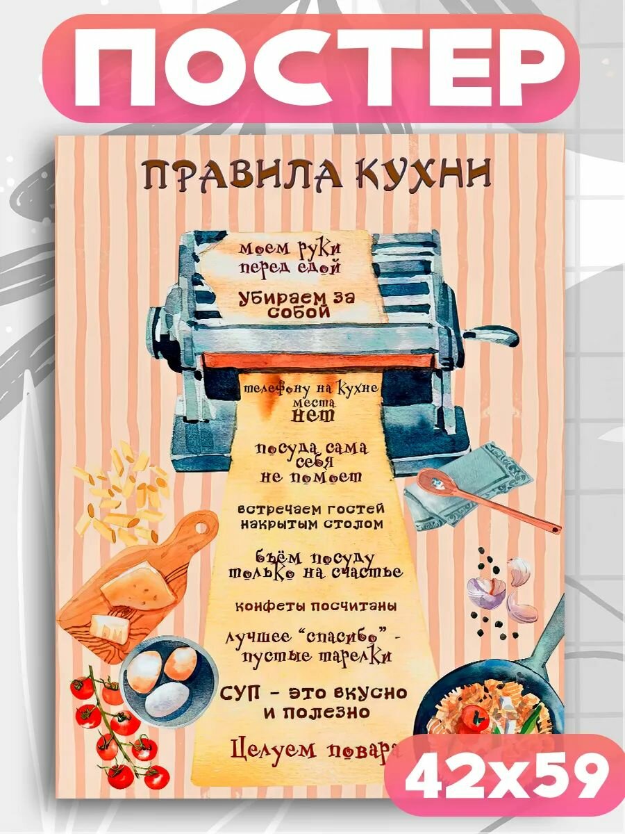 Постер на стену Правила дома , плакат 1шт, А2 размер.