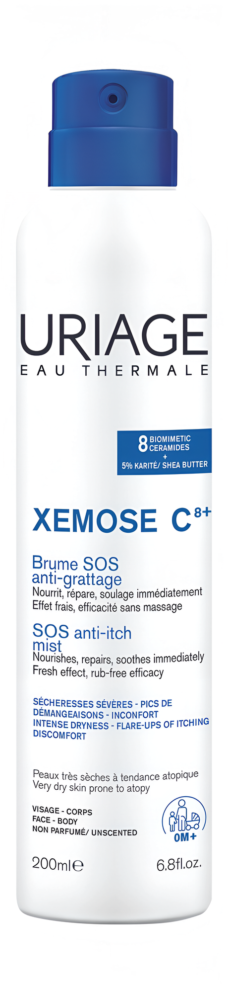 Урьяж ксемоз С8+ Успокаивающий SOS-спрей с церамидами, 200 мл | URIAGE Xemose Brume SOS Anti-Grattage