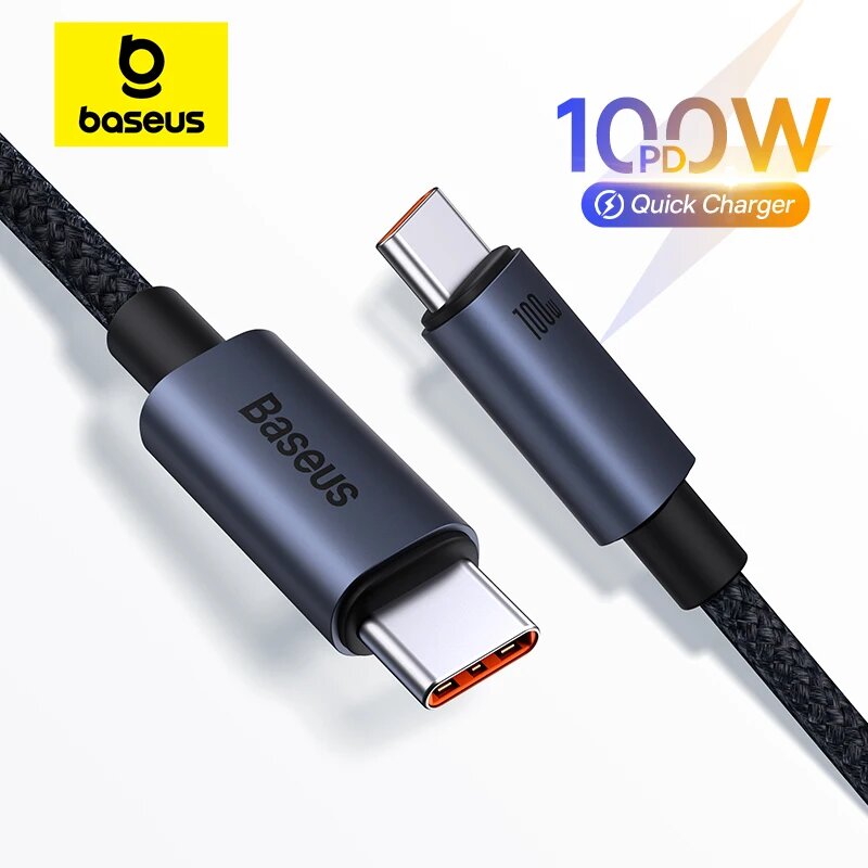 Baseus USB-C - USB-C кабель 2м, 100W, Белый — фото 1