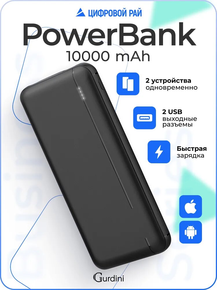 Повербанк 10000 mAh, внешний аккумулятор Powerbank Business Series , павербанк с USB и Type-C , пауэрбанк
