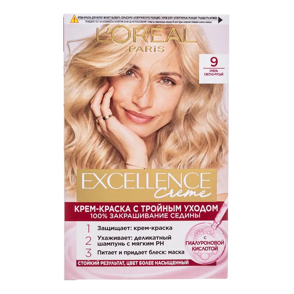 Лореаль (Loreal) Paris Крем-краска для волос Excellence Creme 9 Очень светло-русый 1 шт