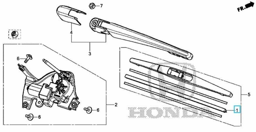 Резинка стеклоочистителя (250мм); Артикул Honda: 76622T7A003 (Оригинал)