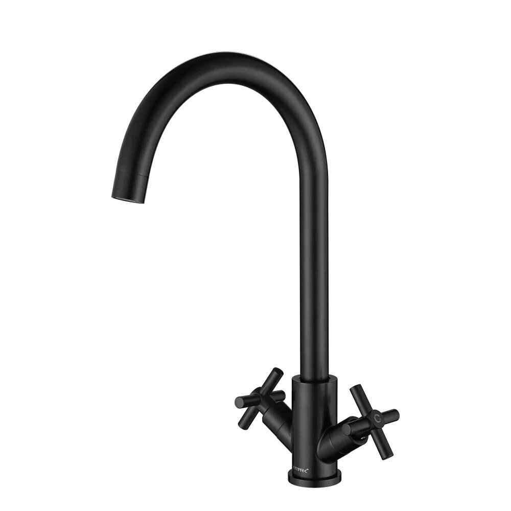 Смеситель для кухни Fmark FS8432H с поворотным изливом, черный, матовый, вентильный, нержавеющая сталь