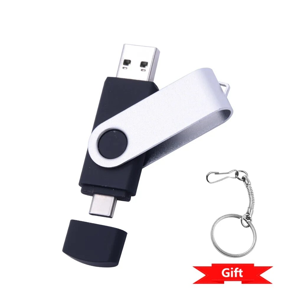 KFHIREW USB флешка 64/128 ГБ тип C 2 в 1 Белый, 4 ГБ, Silver Type C 2.0