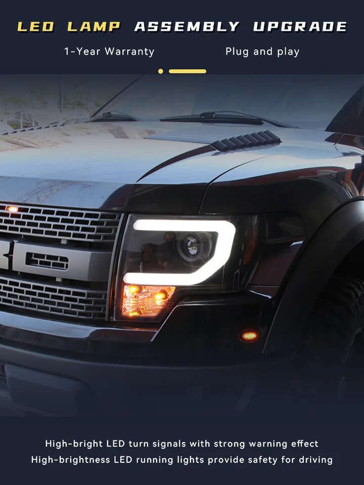 Фары для автомобиля Ford Raptor F150 F-150 2008-2014. Интегрированные дальние и ближние фары, светодиодные лампы, передние фары, инструменты, аксессуары