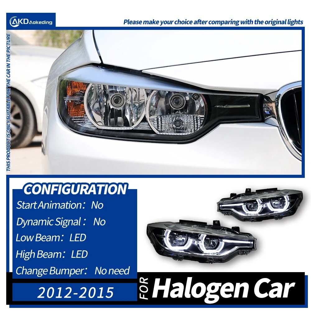 Фар для автомобиля AKD Car Styling для фар BMW F30 2012-2019 F35 LED-фара 320i 318i 325i дневное светодиодное освещение (DRL) Ангельский глаз Автомобильные аксессуары