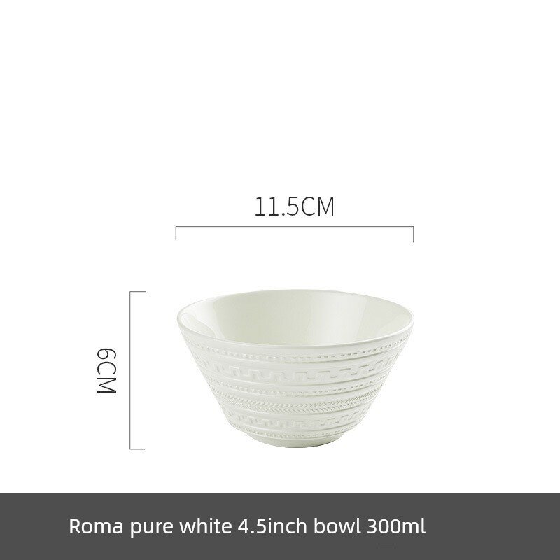 Roma Pure White Ceramic 4.5-inch Bowl - Elegant Dinnerware for Restaurant and Home Use