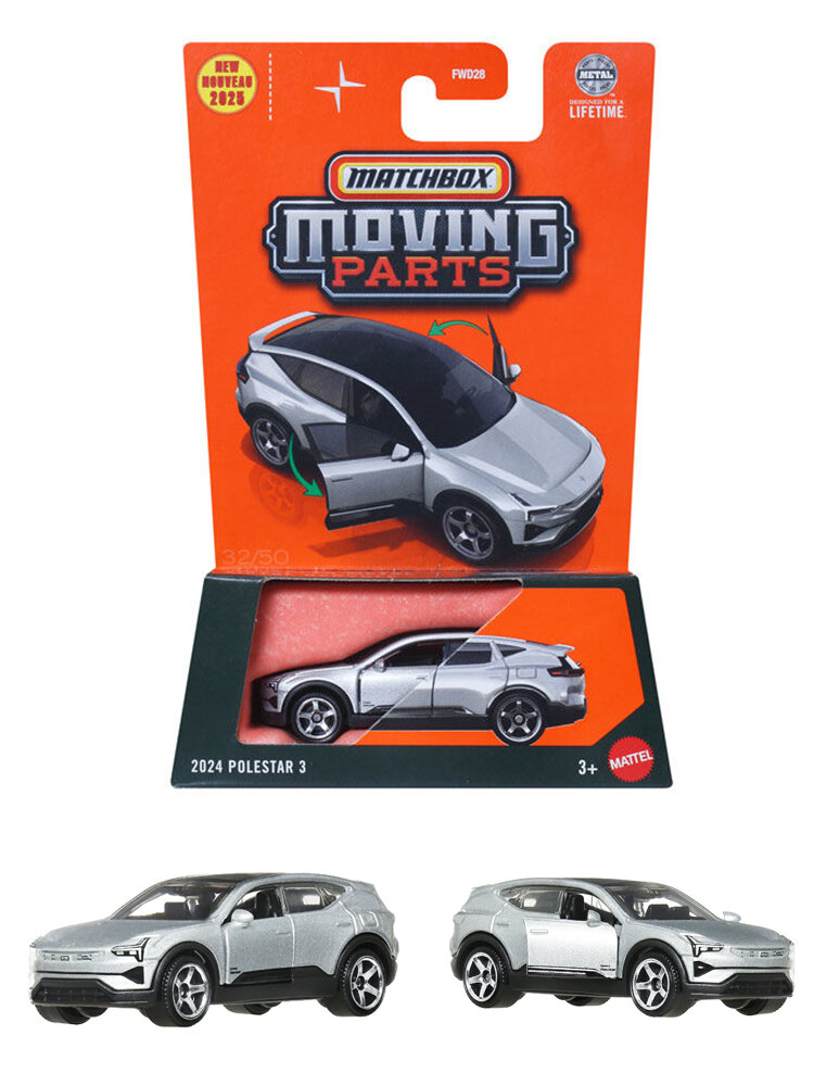 Машинка Matchbox 2025 FWD28 Moving Parts 1/64 Diecast Scale Model Car 2024 Polestar 3