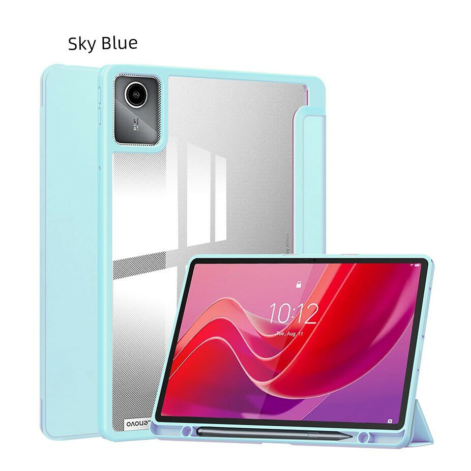 Чехол для планшета Lenovo Zhaoyang K10 10,95 дюйма с отсеком для ручки и складной подставкой, небесно-голубой