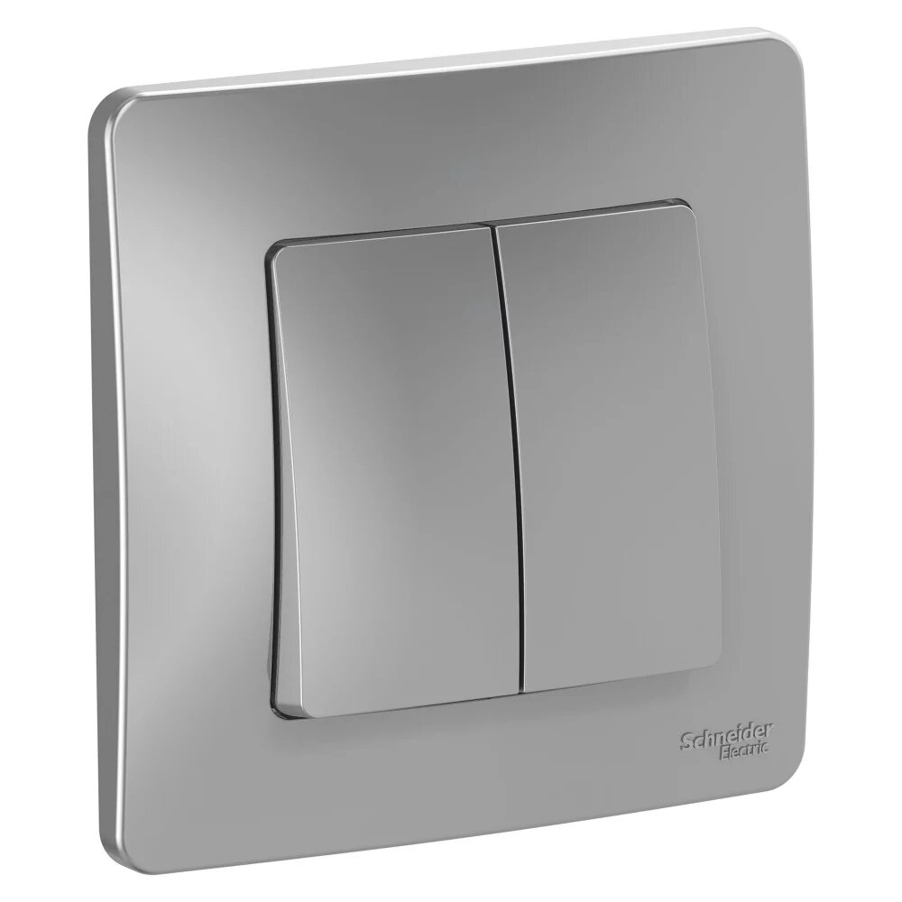 Выключатель 2-клавишный Systeme Electric Blanca, 10А, 250B, скрытой установки, Алюминий