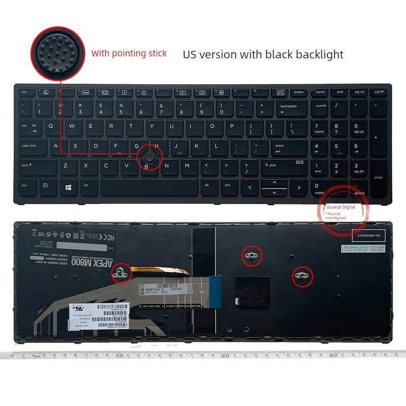 Клавиатура HP ZBOOK 17 G3/G4 с подставкой для мыши, серым корпусом и подсветкой клавиш