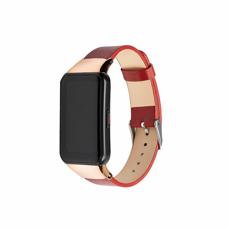 Кожаный ремешок для часов Huawei Band 6, С застежкой из нержавеющей стали