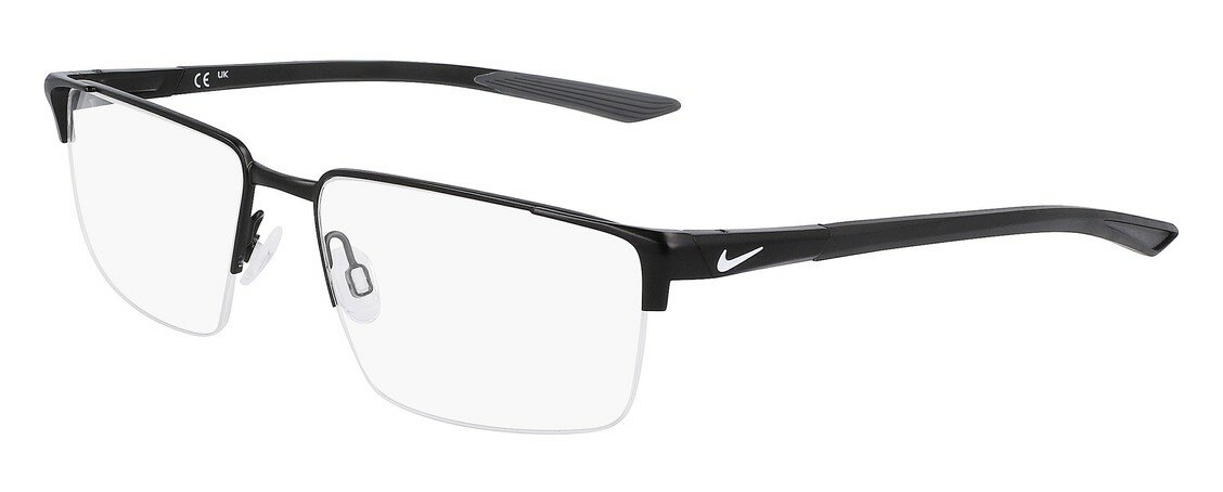 Оправа NIKE 8054 001, для мужчин, полуободковая , прямоугольная, металл, чёрная