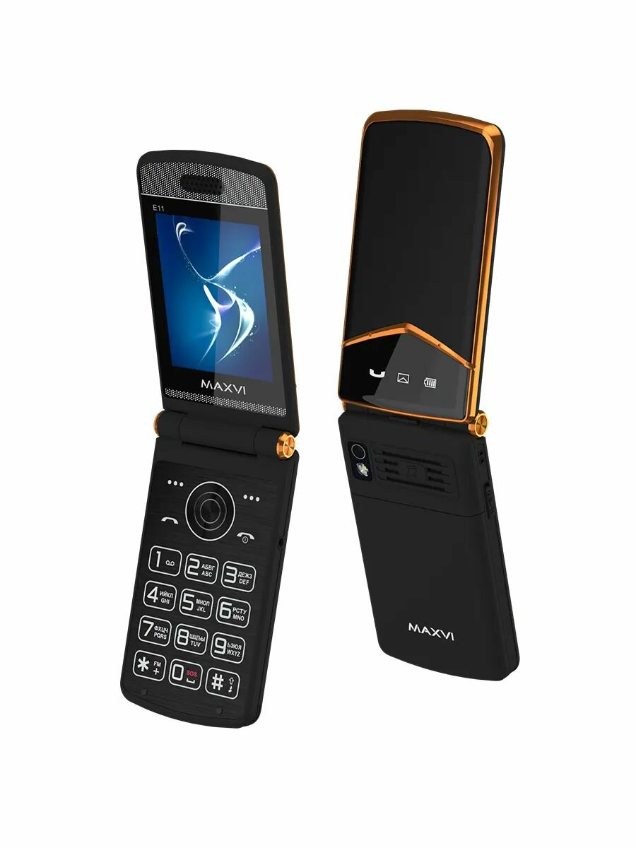 Мобильный телефон Maxvi E11 черно-золотой / 1500 м*Ач / Радио