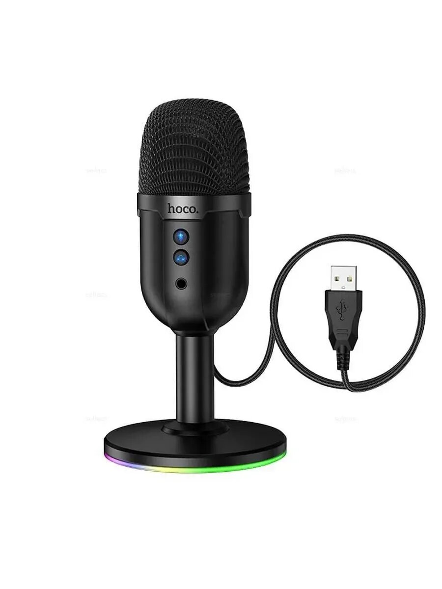Настольный микрофон L25 Bright с USB-A портом и RGB-подсветкой черный