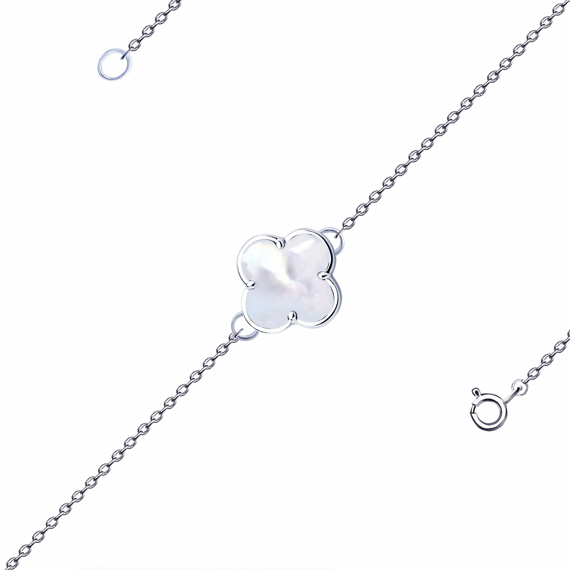 Браслет Diamant online, серебро, 925 проба, родирование, перламутр
