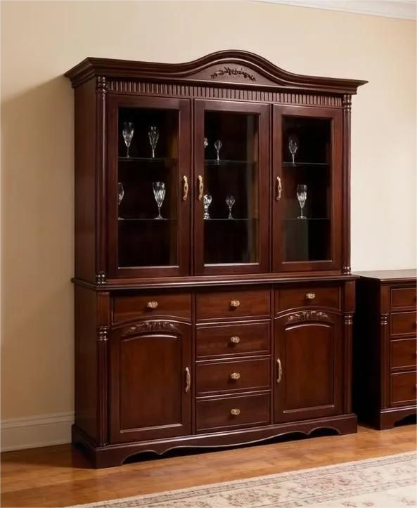 Буфет Паола рианна 017 из массива сосны 150х50х220 см, каштан 3, 6 полок