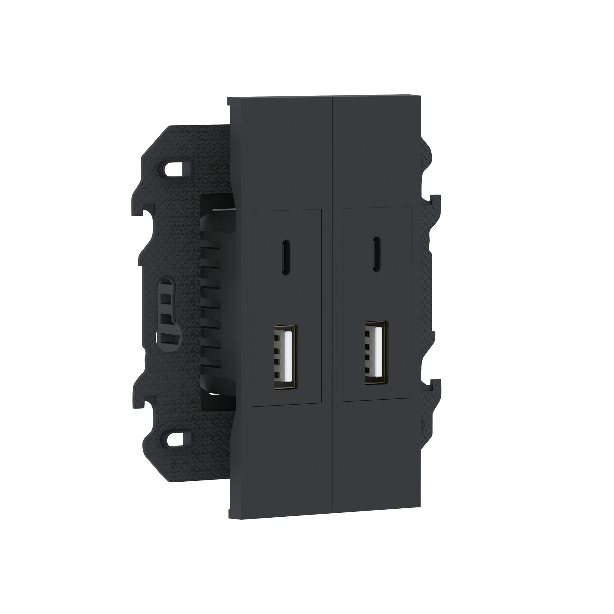 Зарядное устройство USB типа A+C+A+C, ток до 2x3100мА, цвет чёрный матовый, серия VGD