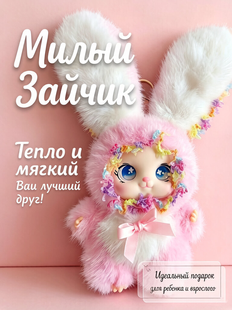 Мягкая игрушка брелок "Кролик", для сумки и ключей, 18см, подвижные суставы