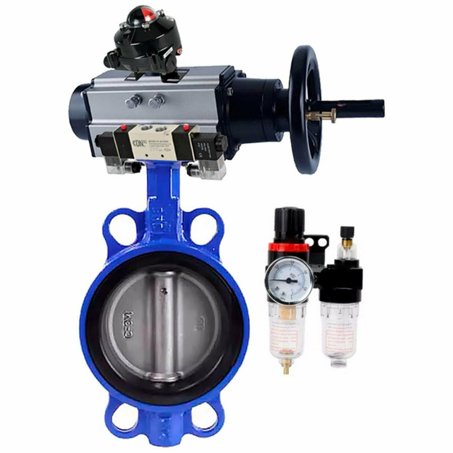 Затвор DN.ru QT450-316-EPDM-2W-Fb-H Ду150 Ру16, с пн. прив DA-105-1, пн. расп PND1-T08 NAMUR, БКВ LSB-210 и БПВ