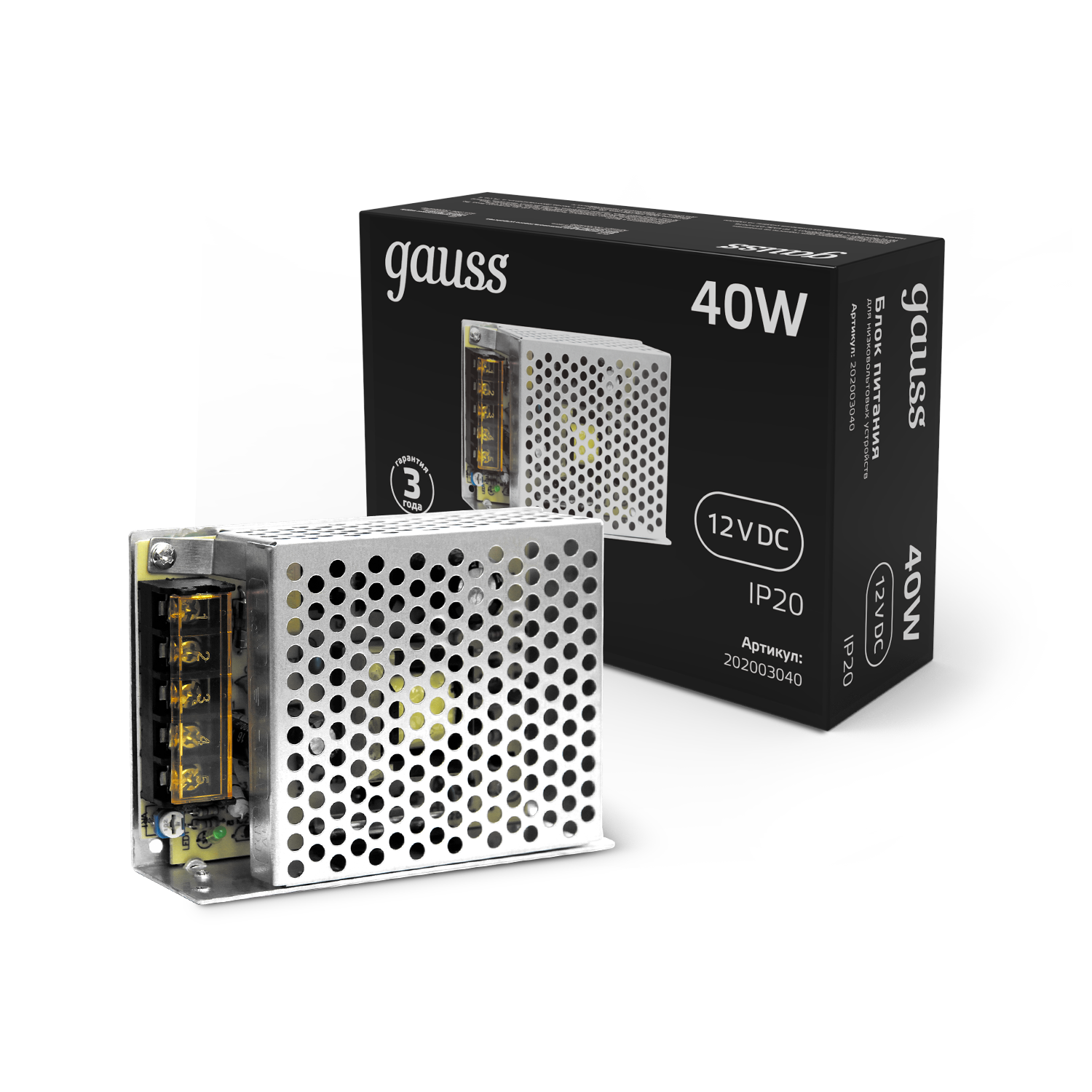 Блок питания GAUSS 40W 12V IP20 1/100