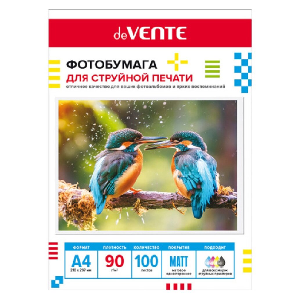 Фотобумага " deVente " A4 90г/м2 100л матовая, односторонняя