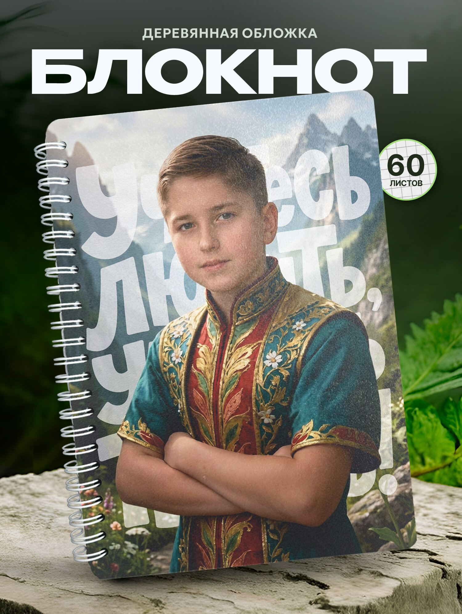Блокнот Wood-book "Толя Саммер учитесь любить, учитесь творить", A5, твердая обложка, лхдф