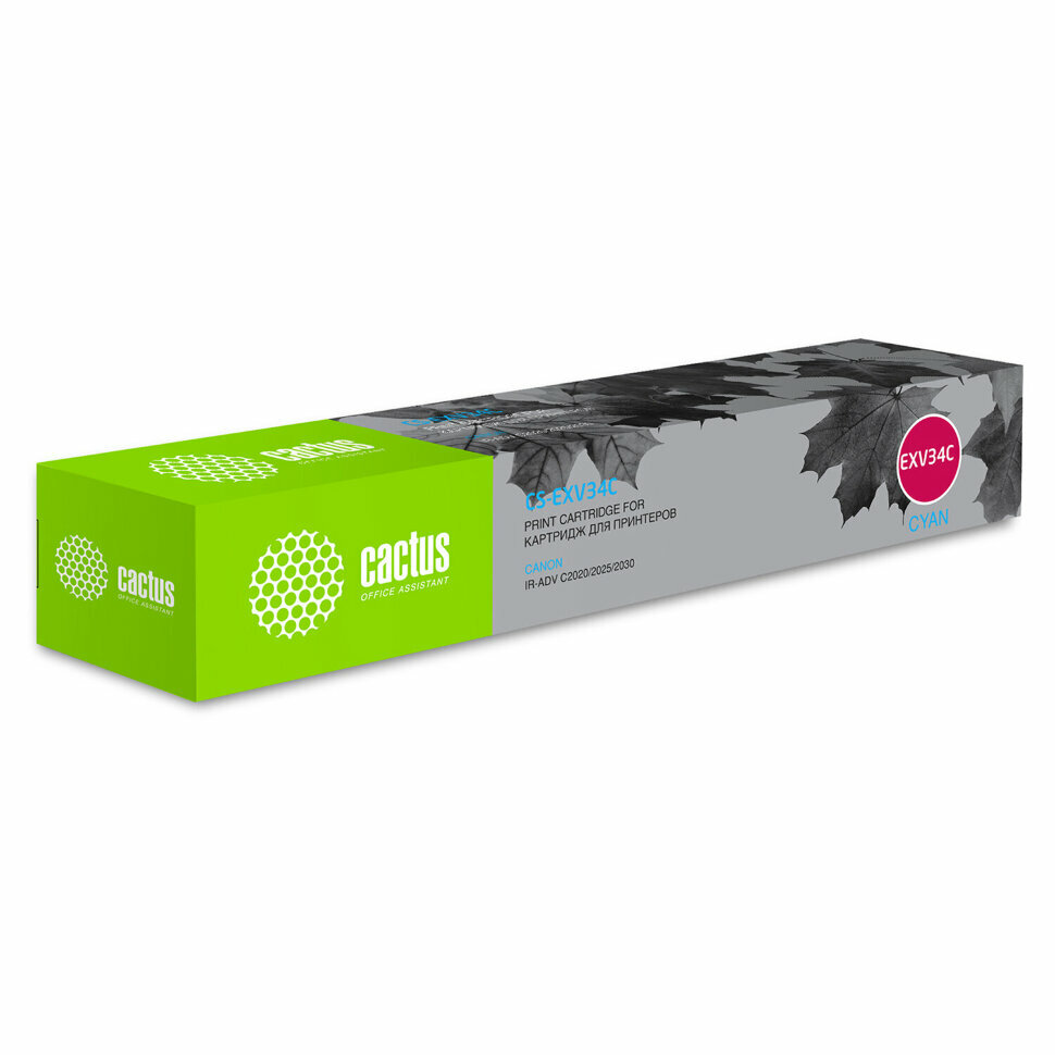 Картридж лазерный CACTUS (CS-EXV34C) для Canon IR C2030L/C2030i/C2020i, голубой, ресурс 19000 страниц, 363680