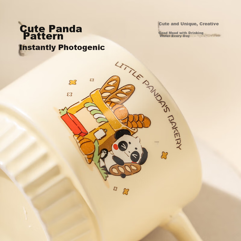 CAIZHI Ceramic Mug, Milk Fufu Water Cup, Birthday Gift for Girlfriends, Boyfriends, Small Panda Cup, CZ6992