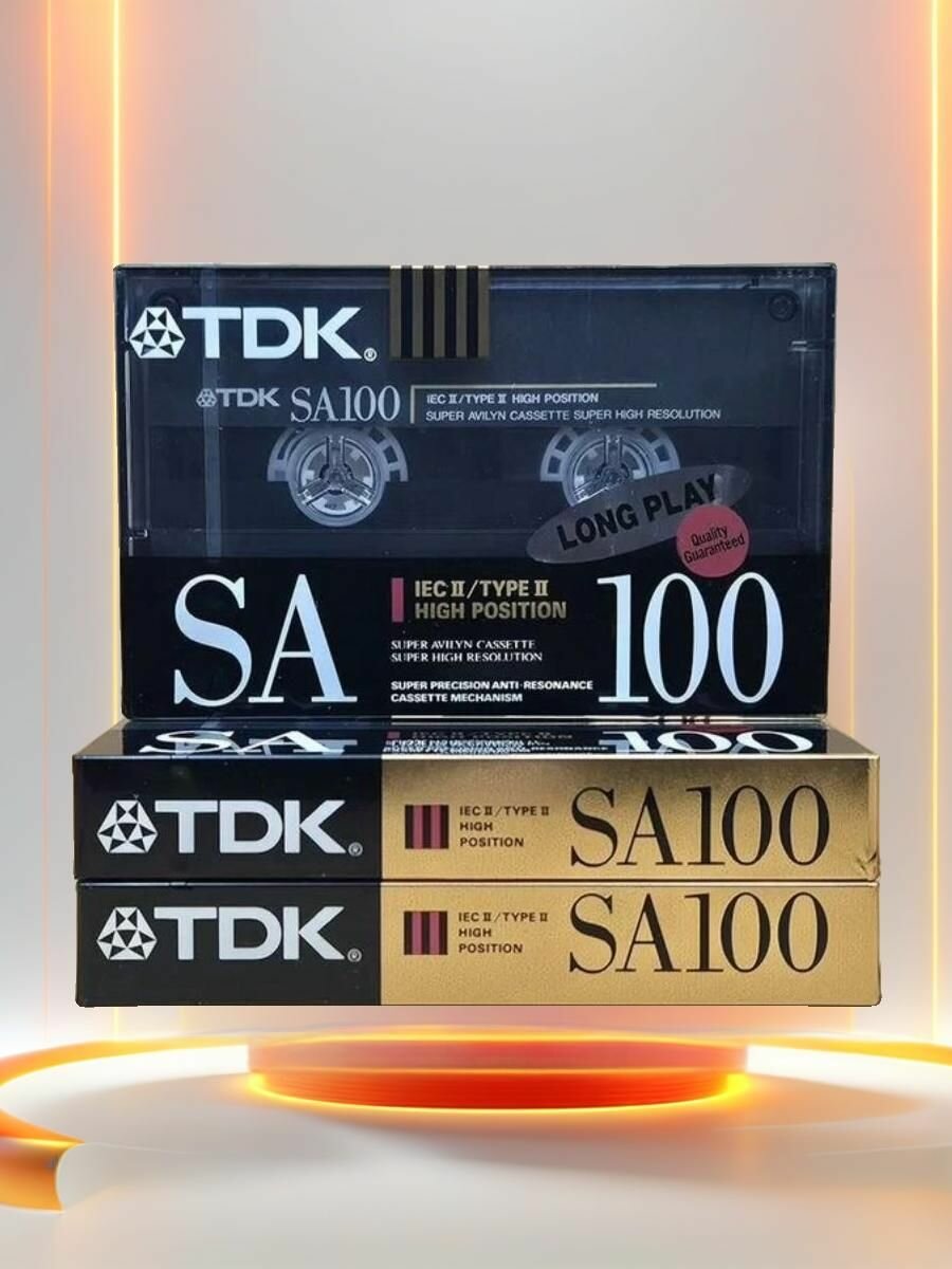 Аудиокассета TDK SA100 crom 1990 - 1991 г, в, Германия (квадратный подкассетник,1 шт)