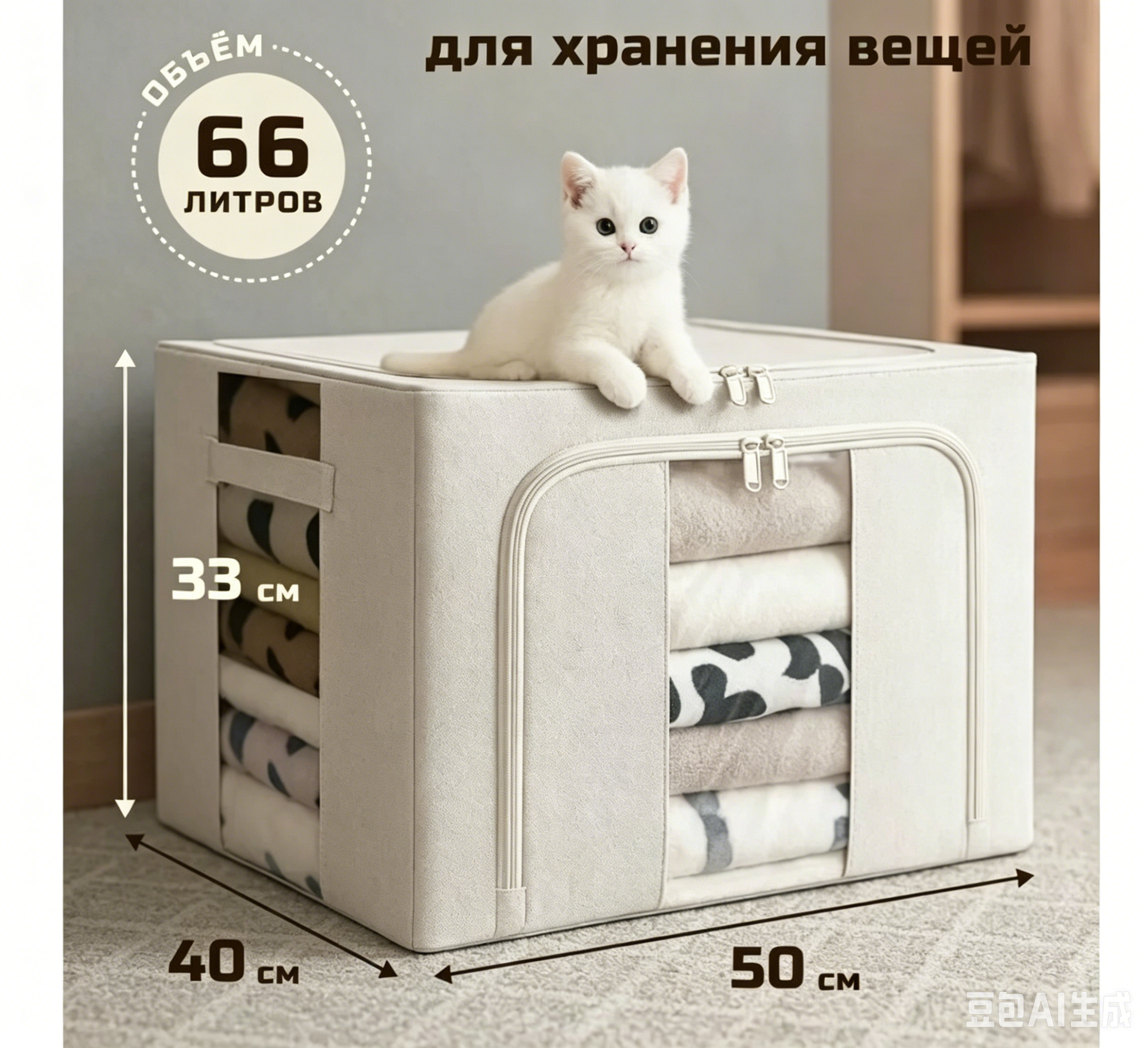 Коробка для хранения длина 50 см, ширина 40 см, высота 42 см.