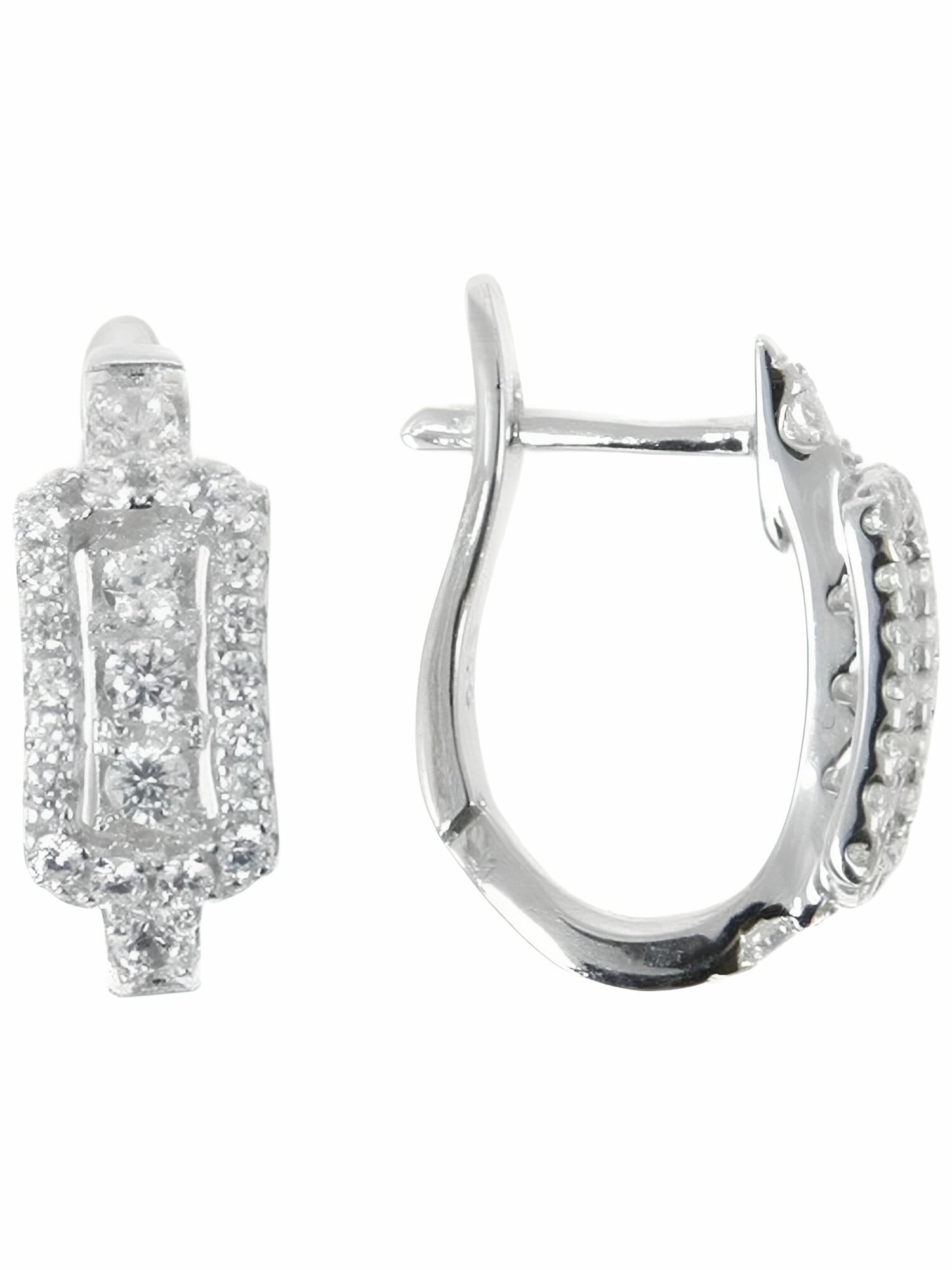 Серьги, серебро, 925 проба, родирование, фианит