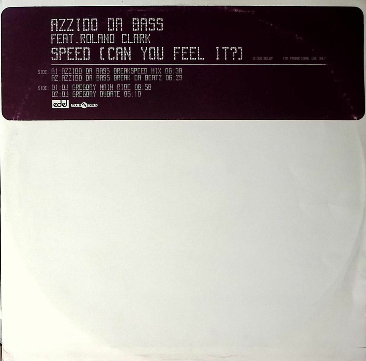 Пластинка виниловая Azzido da Bass DJ Gregory Edel 300 мм. Excellent