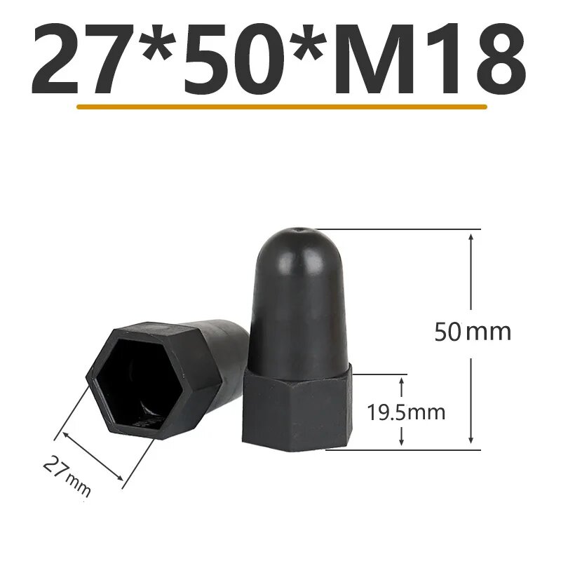 Защитные колпачки для гаек 27x50xM18, черные, 2шт