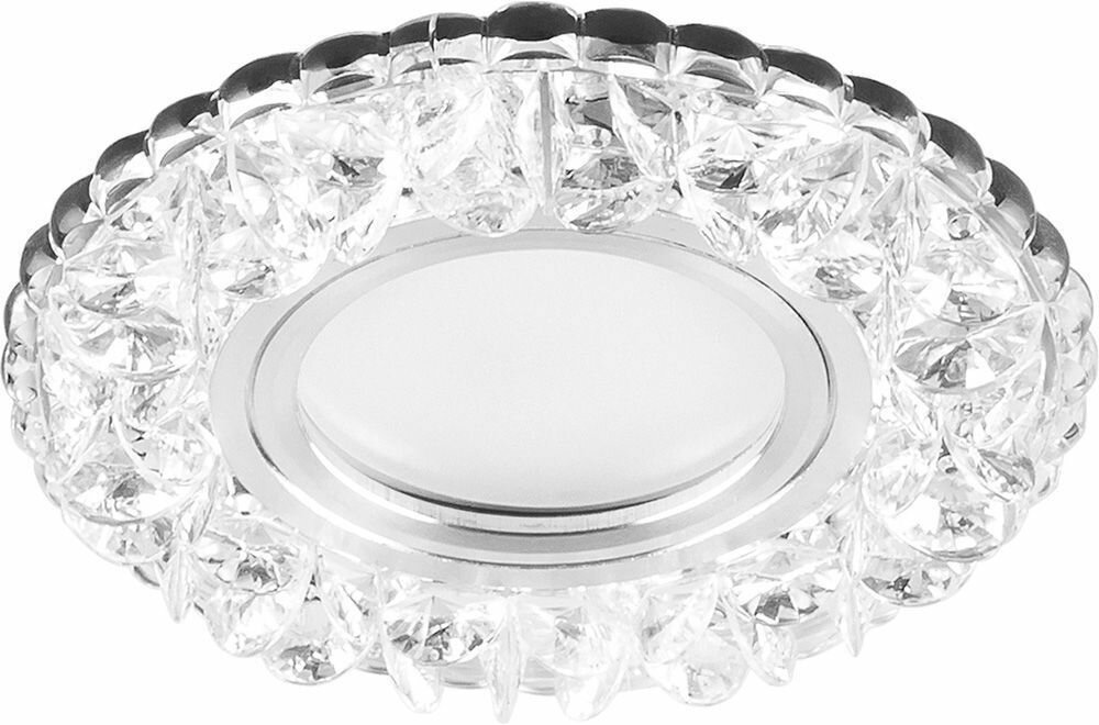 Светильник потолочный встраиваемый со светодиодной подсветкой 15LED*2835 SMD 4000K, MR16 50W G5.3, белый, хром, CD905 с драйвером в комплекте (лампа приобретается отдельно), FERON 28848