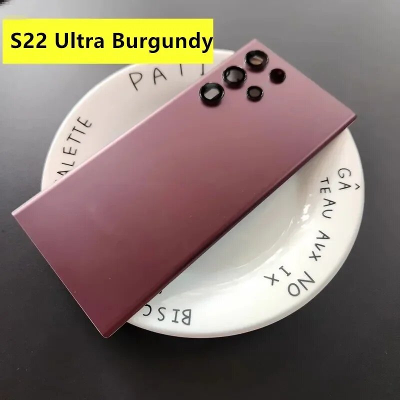 Корпус S22Ultra для Samsung Galaxy S22 Ultra S908, стеклянная задняя крышка для S22 Ultra BURGUNDY
