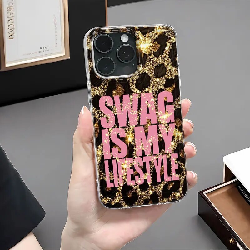 Чехол для телефона с узором в стиле Swag для iPhone 17, 16, 15, 14 Clear-WQCS478, For iphone 17 Pro