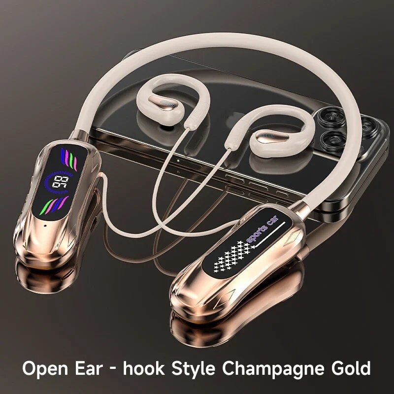 Беспроводные наушники с цветным экраном Bluetooth 5.4 Live Open Ear Gold