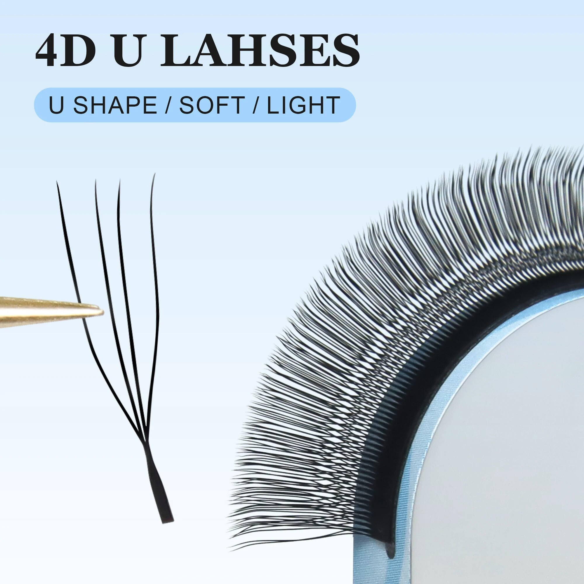 GLAMLASH 4D У-образные ресницы MIX 8-15mm, изгиб LU