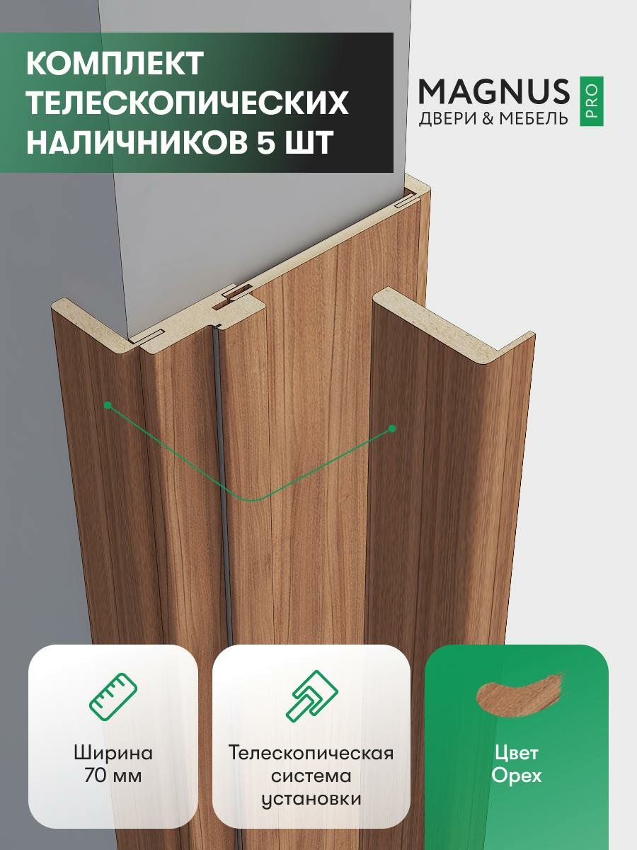 Наличники дверные телескопические экошпон комплект 5 шт.