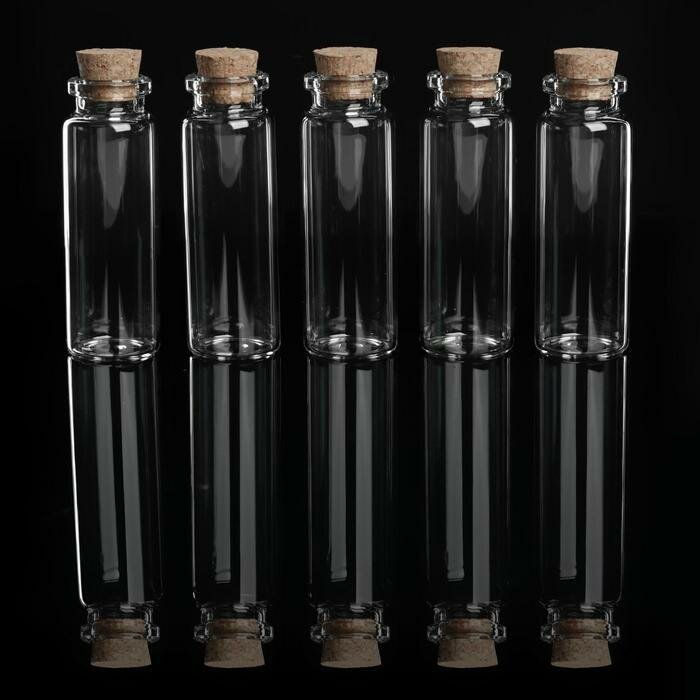 Баночки для хранения бисера, d 2,2 x 6 см, 5 шт