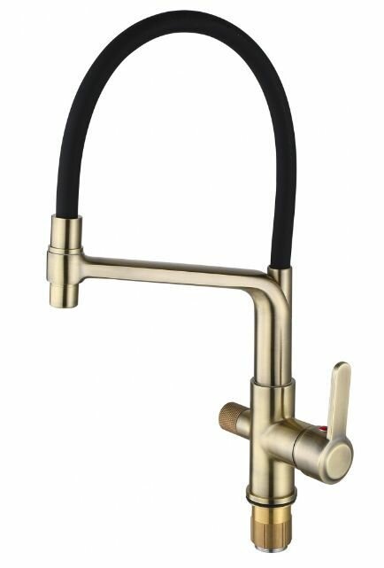 Hansen HN15075DC cмеситель для кухни под фильтр, гибкий излив, бронза/черный